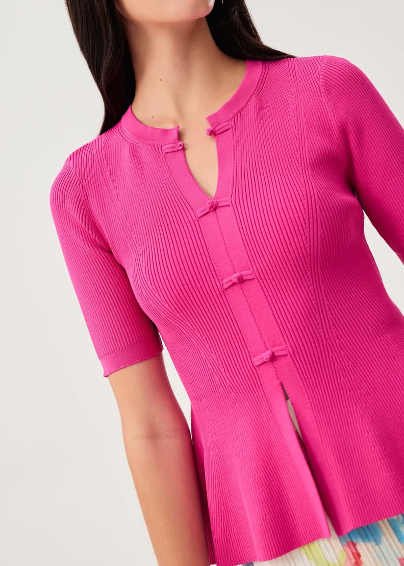 Ribbed Knit Round Neck Peplum Top | Love, Bonito INTL