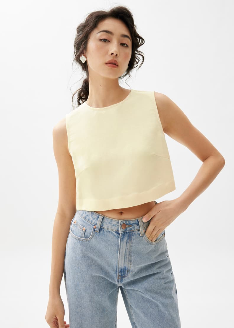 Liana Linen Crop Shell Top | Love, Bonito SG
