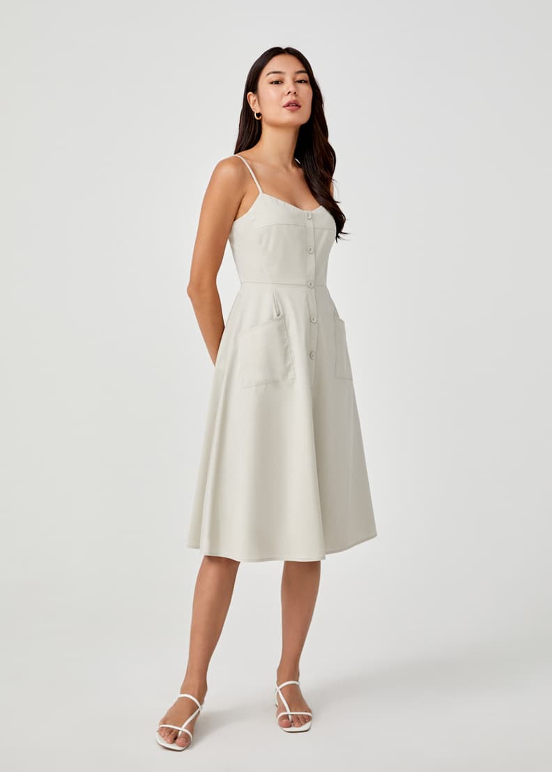 Coraline Button Down Patch Pocket Midi Dress | Love, Bonito US