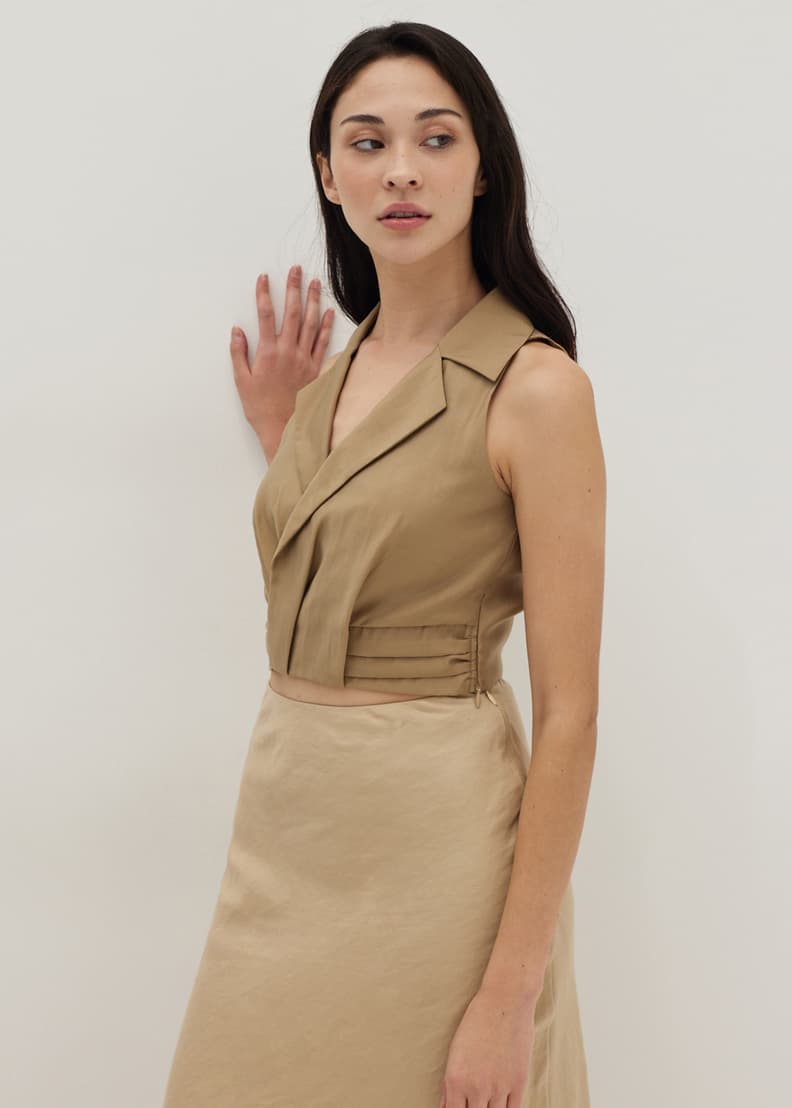 Briar Pleat Vest Crop Top | Love, Bonito INTL