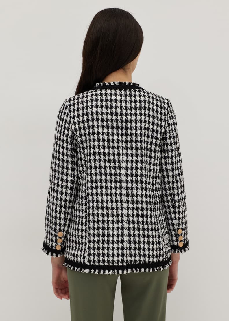 Bellona Houndstooth Collarless Blazer | Love, Bonito INTL