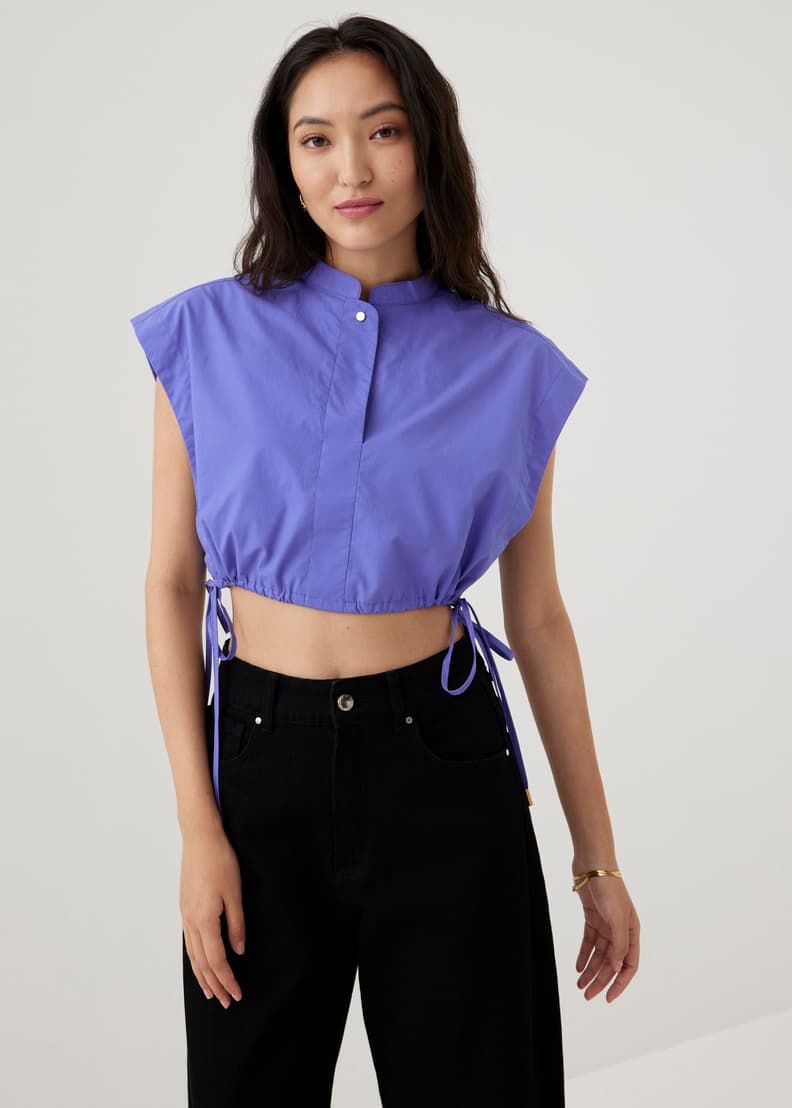 Xia Crop Mandarin Collar Top | Love, Bonito INTL