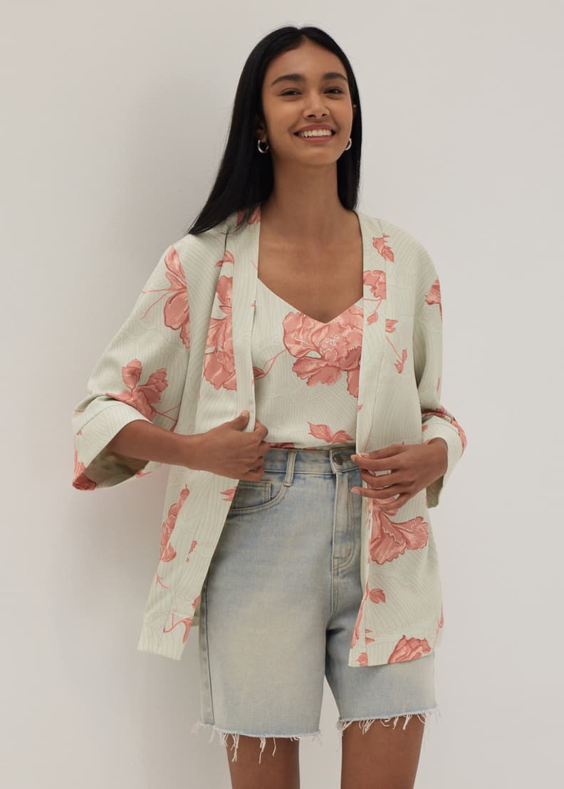 Elyja Loose Kimono in Prosperous Blooms | Love, Bonito INTL