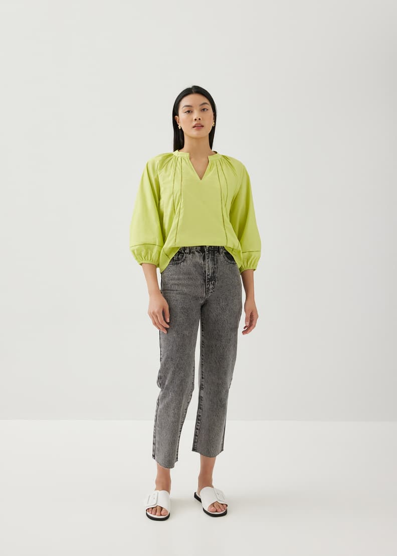 Eri Cotton Trim Poet Blouse | Love, Bonito HK