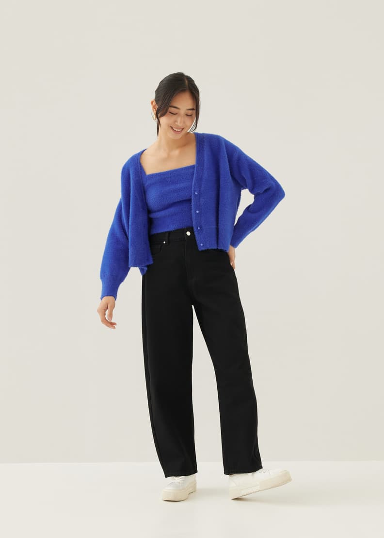 Buy Gayla Fuzzy Knit V-neck Cardigan @ Love, Bonito Singapore | Shop ...